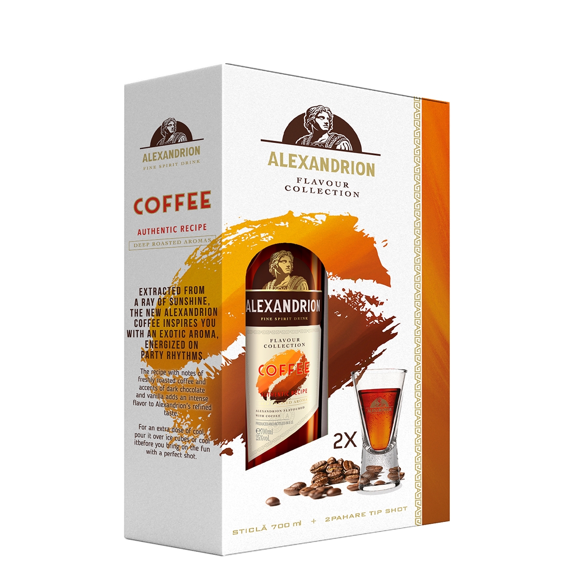 Pachet Alexandrion Coffee 700 ml + 2 pahare shot | Iconic Drinks